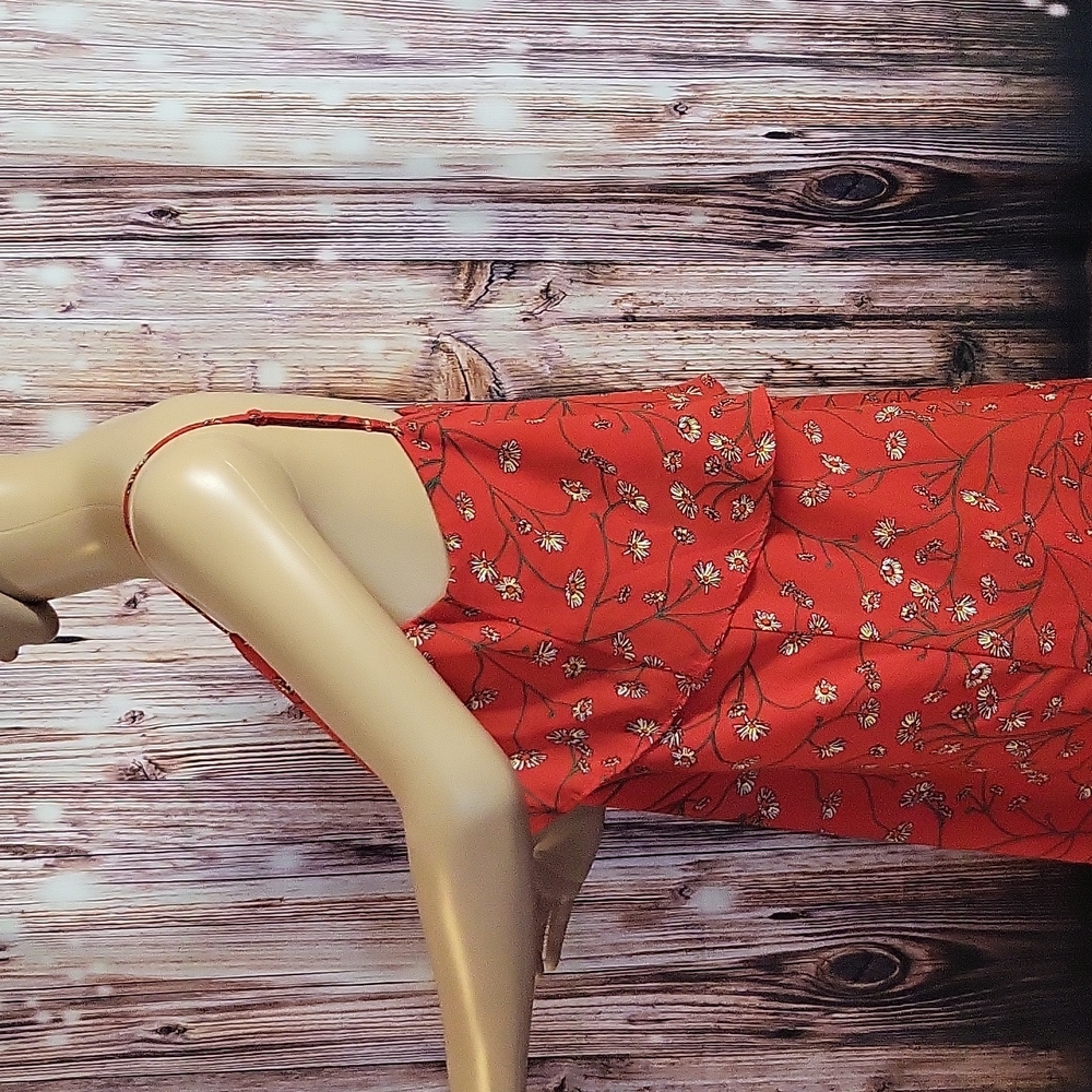 Tabitha Webb Red Daisy Spaghetti Strap Dress Size 6 - Gem